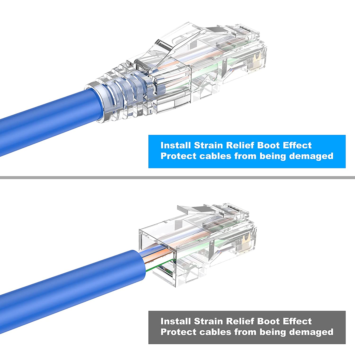 Cat6 RJ45 Ethernet Connector with Strain Relief Boots | CableCreation