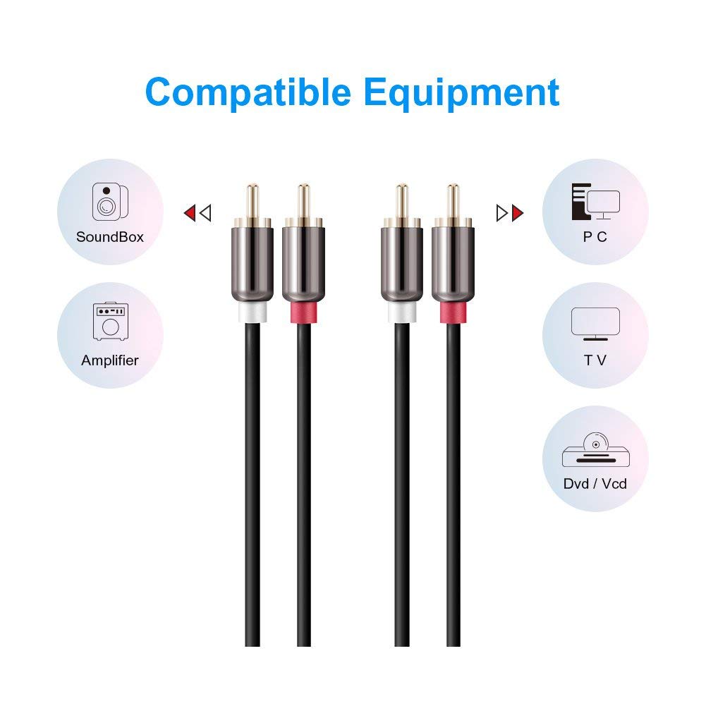 2 RCA Plug Male to Male Stereo Audio Cable | CableCreation