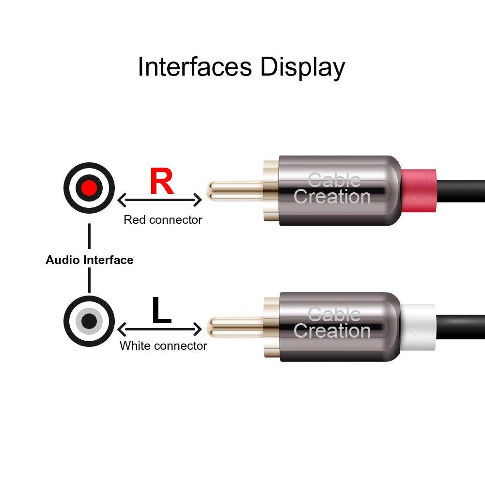 2 RCA Plug Male to Male Stereo Audio Cable | CableCreation