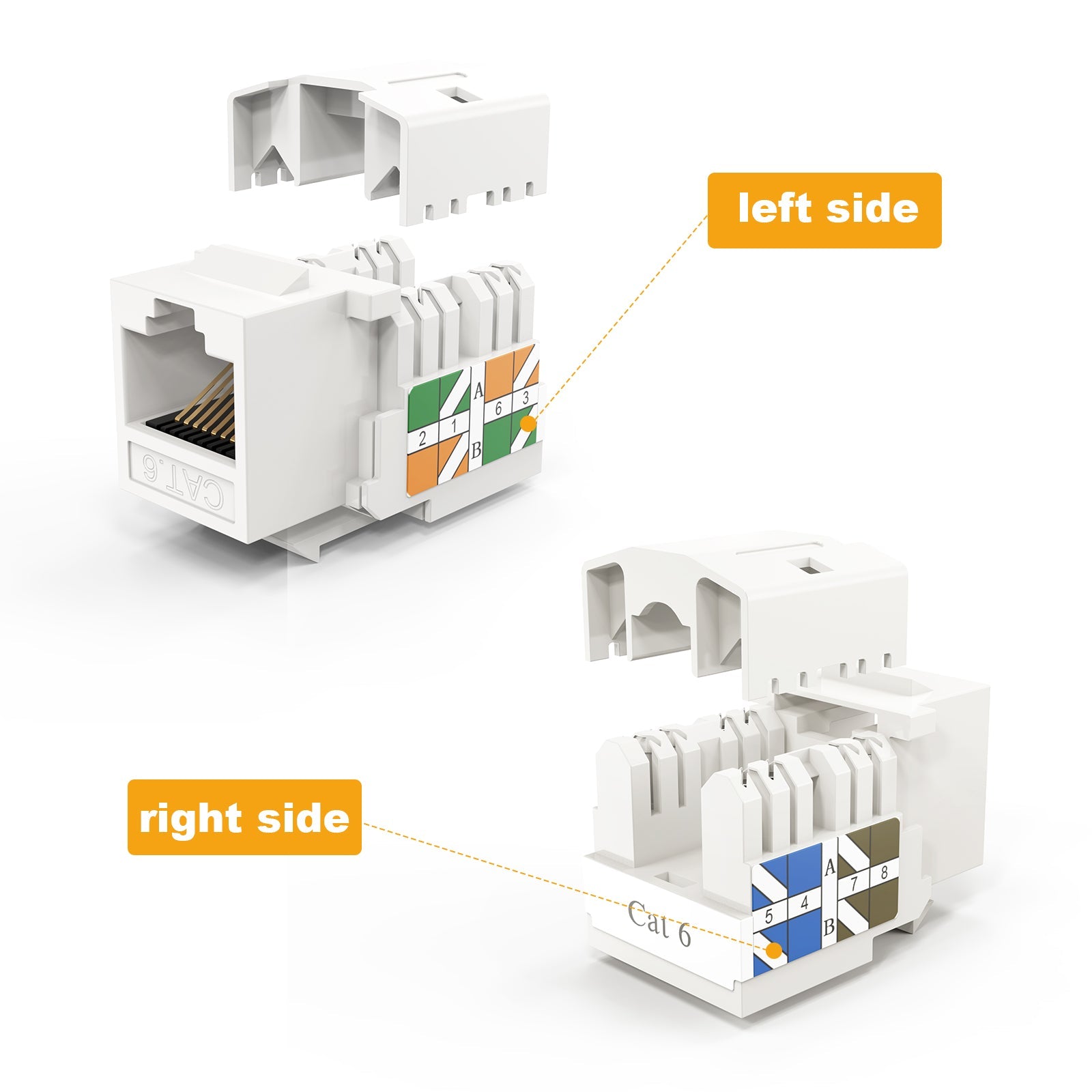 Cat6 RJ45 Keystone Jack Module Connector | CableCreation