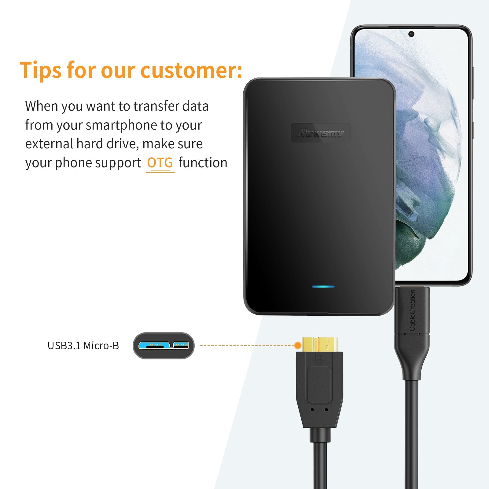 USB C to Micro B Hard Disk Cable | CableCreation